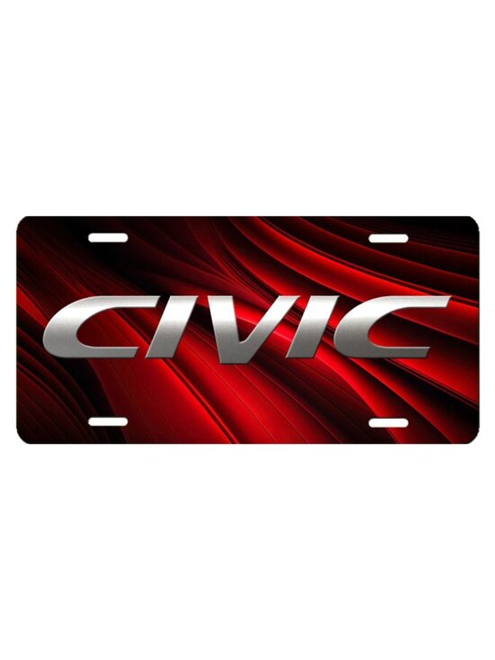 Accents | Civic Metal Vanity Aluminum License Plate Tag New Silver Red ...